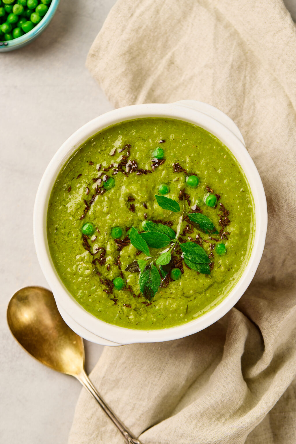Pea and Mint Soup with Fresh Herbs - Beyond Chutney